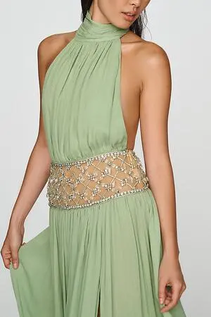Retrofete Kreeli Beaded Maxi Dress - Green