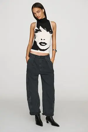 Maeve Graphic Mock-neck Sweater Tank Top