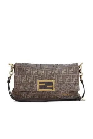 Fendi Zucchino Baguette Shoulder Bag - Brown