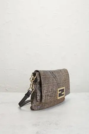 Fendi Zucchino Baguette Shoulder Bag