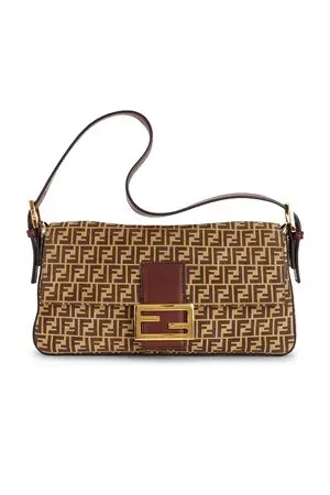 Fendi Zucchino Baguette Shoulder Bag - Brown