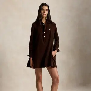 Ralph Lauren Corduroy Pleated Shirtdress - Dark Brown