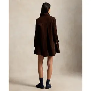 Ralph Lauren Corduroy Pleated Shirtdress - Dark Brown