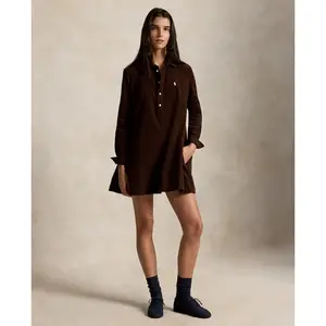 Ralph Lauren Corduroy Pleated Shirtdress - Dark Brown