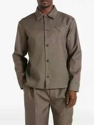 Manière De Voir Leo Houndstooth Overshirt - Brown