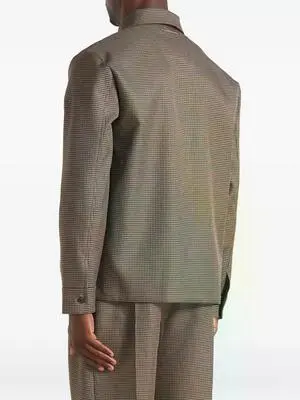 Manière De Voir Leo Houndstooth Overshirt - Brown