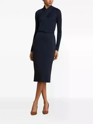 Ralph Lauren Long Sleeve Mock-neck Midi Dress - Blue