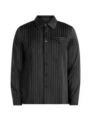 Manière De Voir Elian In Satin Pinstripe Slim-fit Dress Shirt - Black