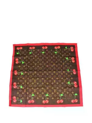 LOUIS VUITTON 1990-2000s Monogram Cherry Scarf - Brown