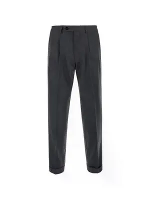MICHAEL COAL Pleated Turned-up Trousers - Grey