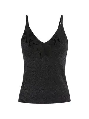 MOLLY BRACKEN Butterfly-appliqué Ribbed-knit Tank Top