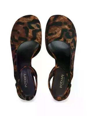 POTAMY Leopard-print Slingback Pumps