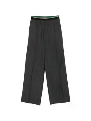 Plan C Striped-waistband Pressed-crease Trousers
