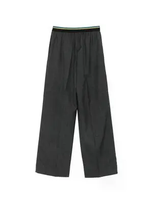 Plan C Striped-waistband Pressed-crease Trousers