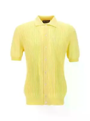 FILIPPO DE LAURENTIIS Cable-knit Button-up Shirt - Yellow