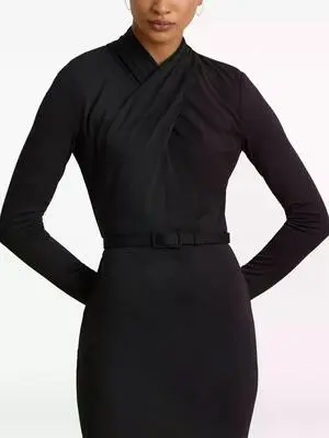 Ralph Lauren Belted Mock-neck Midi Dress