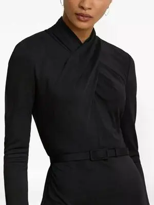 Ralph Lauren Belted Mock-neck Midi Dress