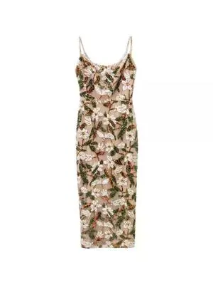 BRONX AND BRONCO Sequin-embellished Floral-embroidered Midi Dress - Neutrals