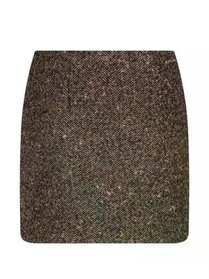 ERMANNO FIRENZE Herringbone-pattern Straight Mini Skirt