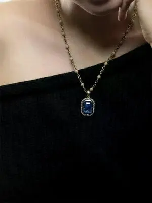 SYLVA & CIE Emerald-cut Sapphire And Diamond Pendant