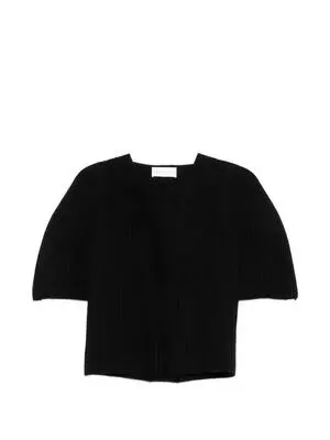 Christian Wijnants Ribbed-knit V-neck Short Sleeve Sweater - Black