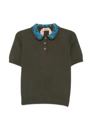N°21 Embroidered-collar Polo Shirt - Green