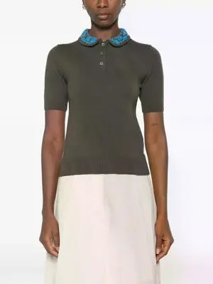 N°21 Embroidered-collar Polo Shirt