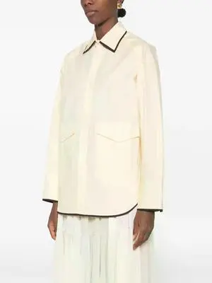 Plan C Contrast-trim Flap-pocket Cotton Shirt