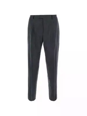 LOW BRAND Pleated Tapered Trousers - Grey