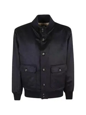 BARBA NAPOLI Button-up Bomber Jacket - Blue