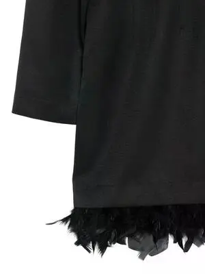 Plan C Feather-trim Long-sleeve Mini Dress