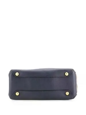 Burberry Banner Leather And House Check Canvas Small Tote Bag