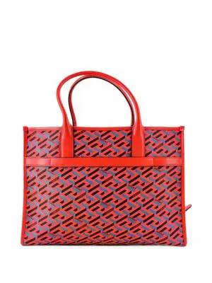 Versace Top Handle La Greca Signature Coated Canvas Medium Tote Bag