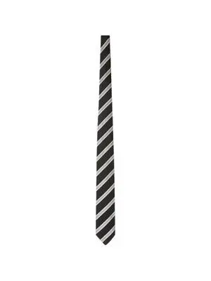 LARDINI Diagonal-stripe Tie - Black