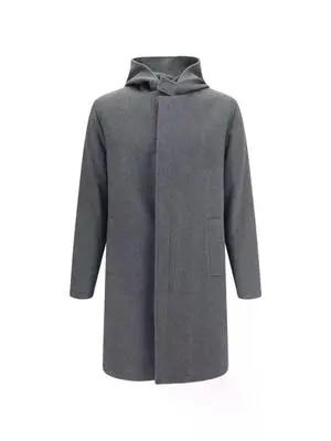 LARDINI Melange-effect Hooded Coat - Grey