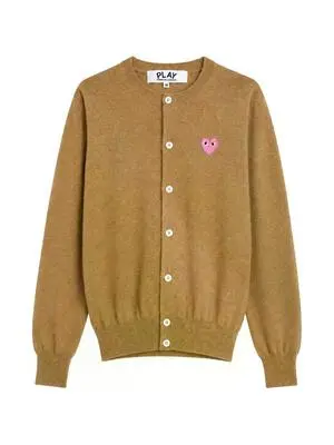Play Comme Des Garcon Heart-patch Cardigan - Brown