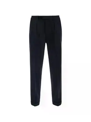 MICHAEL COAL Pleated-detail Turn-up Trousers - Blue