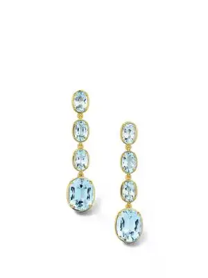 LEIGH MAXWELL Aquamarine Faceted Drop Earrings - Gold