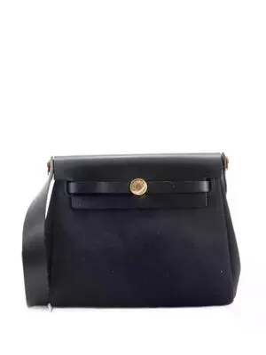 Hermès Herbag Zip Toile And Leather 20 Shoulder Bag - Black