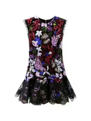 BRONX AND BRONCO Sequin-embellished Floral-lace Mini Dress - Black