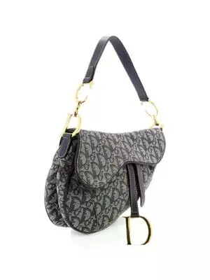 Dior Vintage Saddle Bag Diorissimo Canvas Medium Shoulder Bag - Blue