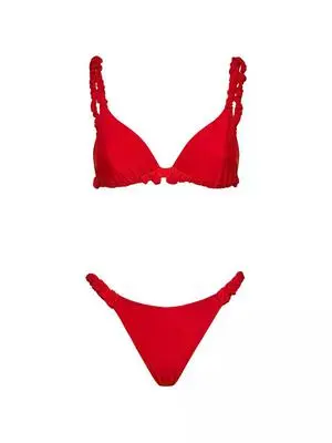 ME FUI Ruched-strap Bikini - Red