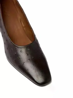 Marsèll Figura Ostrich-effect Squared-toe Block-heel Pumps - Brown