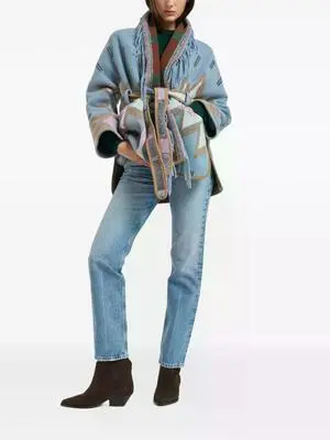 BAZAR DELUXE Geometric-pattern Fringed Coat