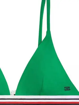 Tommy Hilfiger Global Stripe Triangle Bikini Top - Green