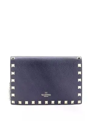 Valentino Garavani Rockstud Envelope Chain Leather Small Crossbody Bag - Blue