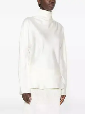 RÓHE High-neck Button-back Top - White