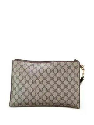 Gucci Courrier Pouch Gg Coated Canvas With Applique Clutch Bag