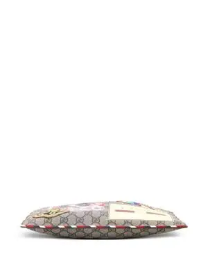 Gucci Courrier Pouch Gg Coated Canvas With Applique Clutch Bag