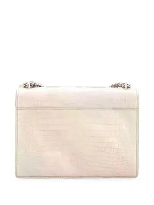 Saint Laurent Sunset Crocodile Embossed Leather Medium Crossbody Bag - Neutrals
